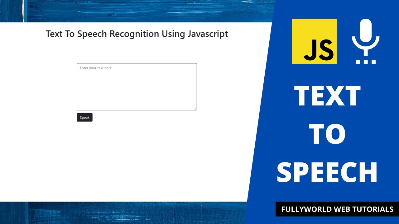 Text to speech using JavaScript | JavaScript Tutorials