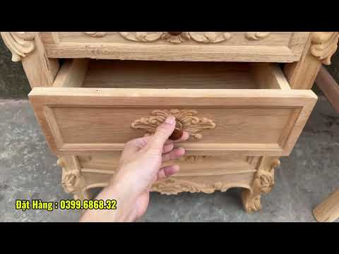 Chiếc Bàn Trang Điểm Và Tap Đầu Giường Gỗ Gõ Đỏ Chọn Sỉ Đẹp