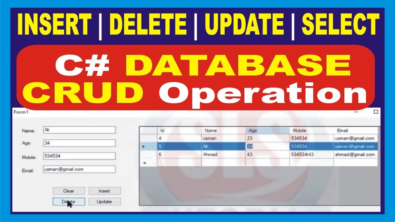 C# Tutorial - CRUD operations using Local Database - Insert - Delete - Update - Select
