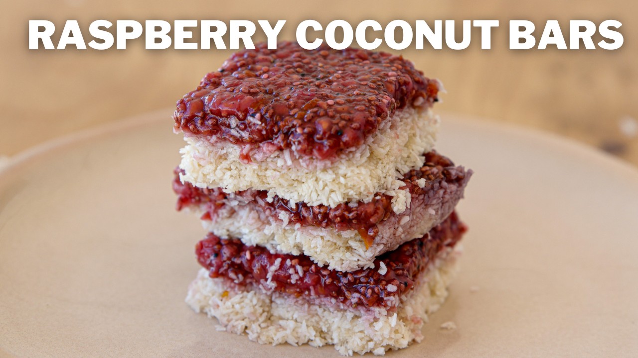 Healthy Coconut Raspberry Bars - The Cooking Foodie
