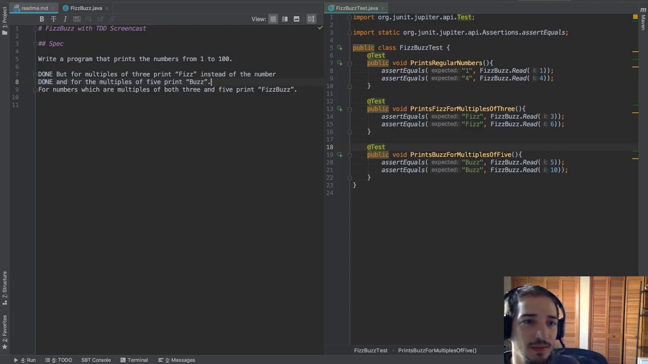 Fizzbuzz with TDD in java screencast