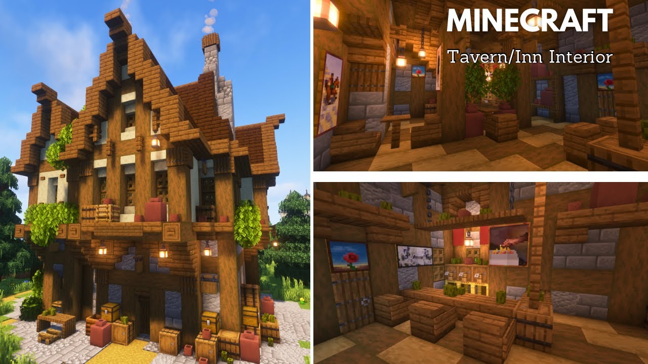 Minecraft: Medieval Tavern / Inn Interior design Tutorial | Minecraft Tutorial