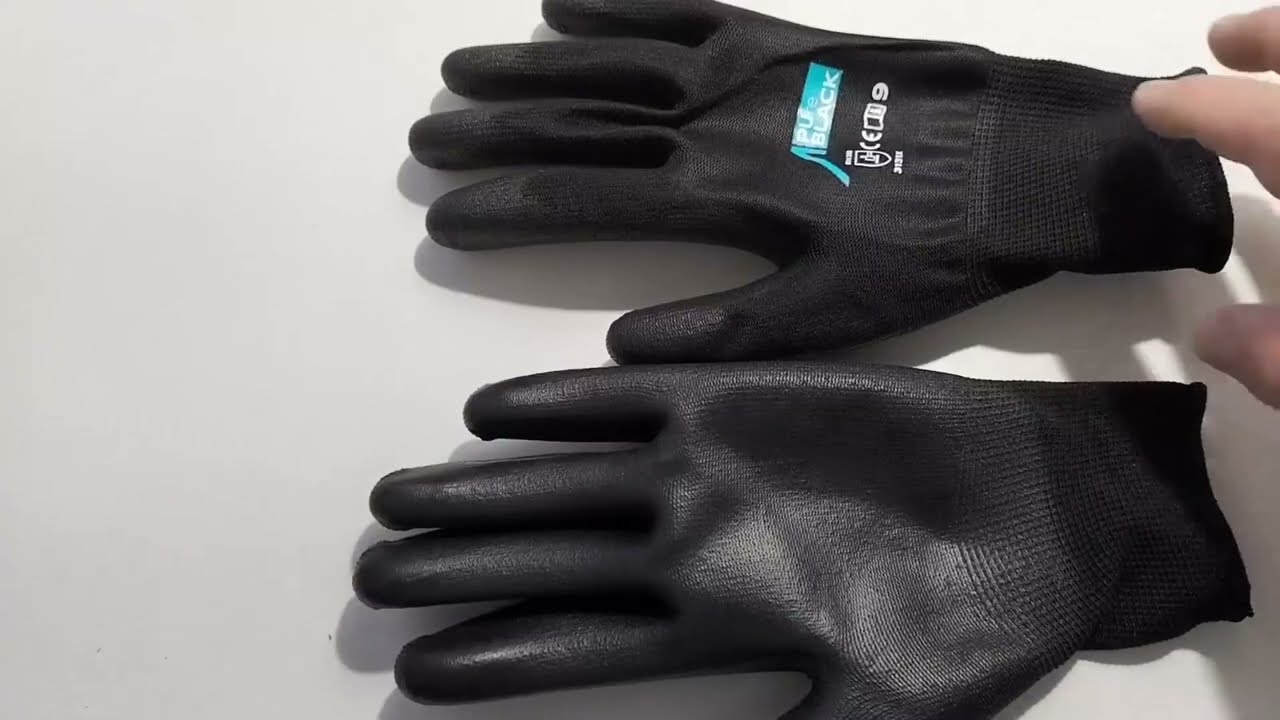 10 pares de guantes negros de trabajo con protección de poliuretano buena calidad