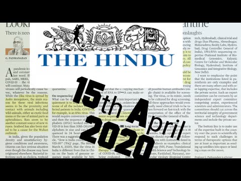 The Hindu Newspaper 15th April 2020