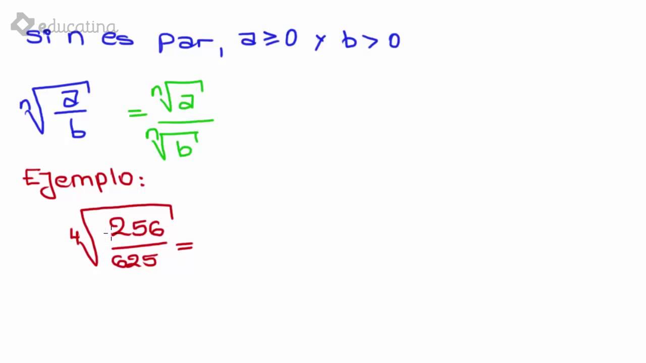 Educatina - Propiedades de la radicación