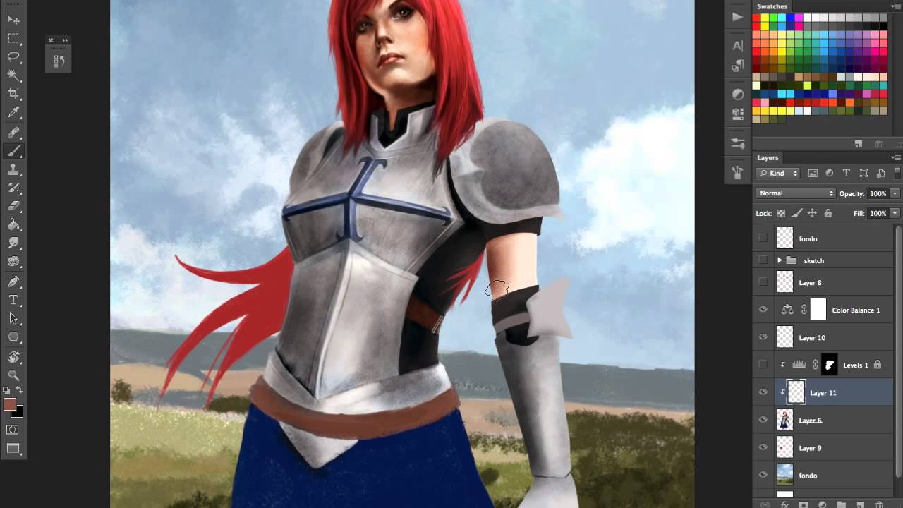 Erza Scarlet (with Fawkes Cosplay) - Speed Painting