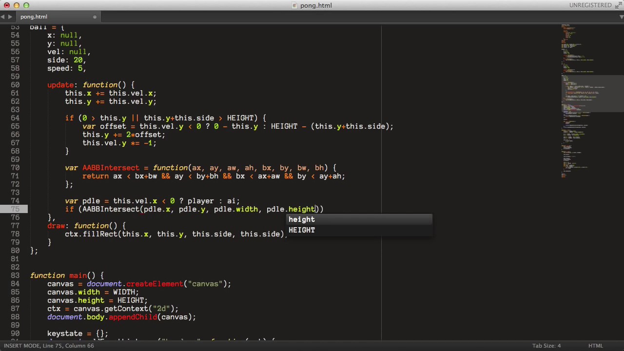 Pong   HTML5 Game Programming Tutorial javascript