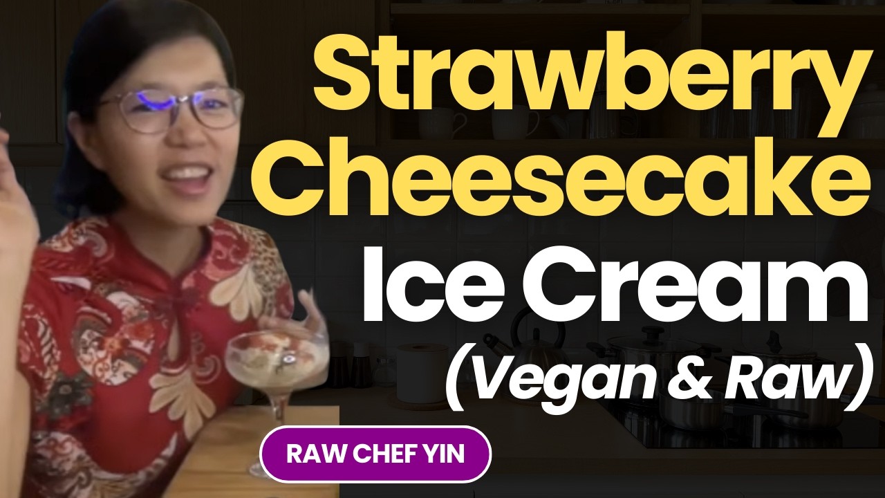Strawberry Cheesecake Ice Cream (Vegan & Raw) in the Ninja Creami with Raw Chef Yin