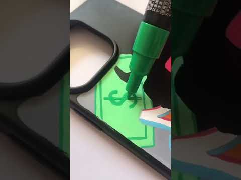 Custom iPhone case🤩using POSCA #shorts #art #satisfying #asmr #trending #posca #youtube #iphone
