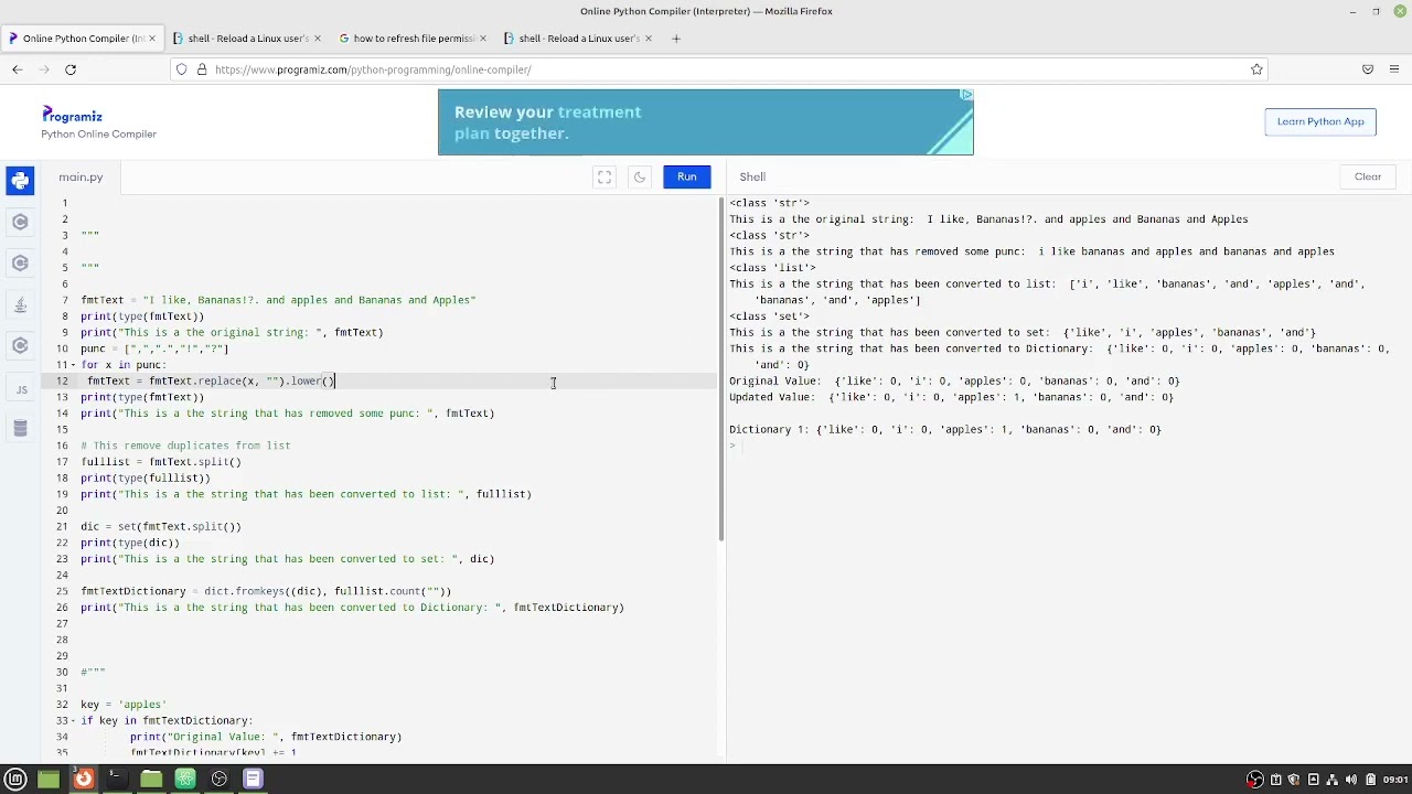 Python-Word Count Sample - Method One- if/Else - how to Increment Dictionary Value