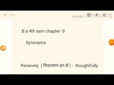 chapter - 3 | b.a 4th sem | synonyms