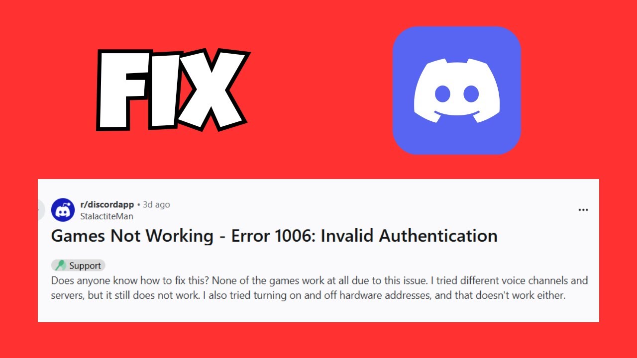 Fix Discord Error 1006: Invalid Authentication | Games Not Working