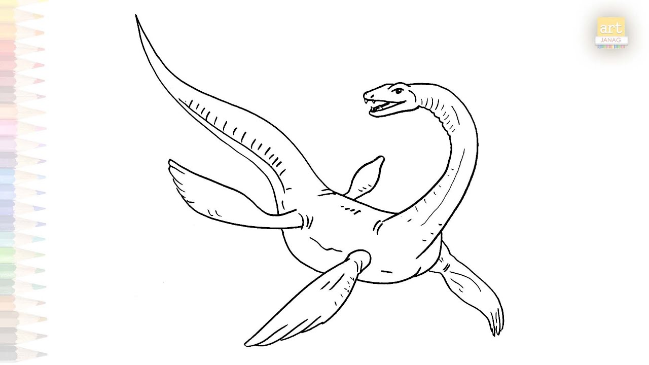 Plesiosaurus drawing easy | Outline drawing tutorial | How to draw A Plesiosaurus step by step
