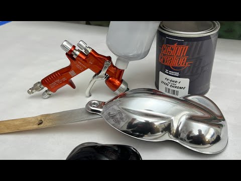 Spray painting chrome effect with Custom Creative Steel FX solvent-based paint.