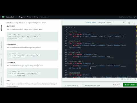 Hackerrank Python Solution #7 Strings - Python: Text Alignment