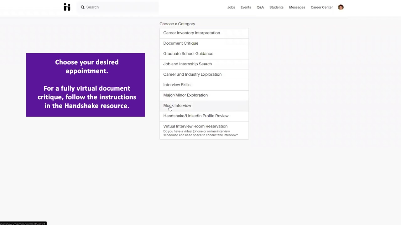 How to Schedule an Appointment on Handshake (Desktop)