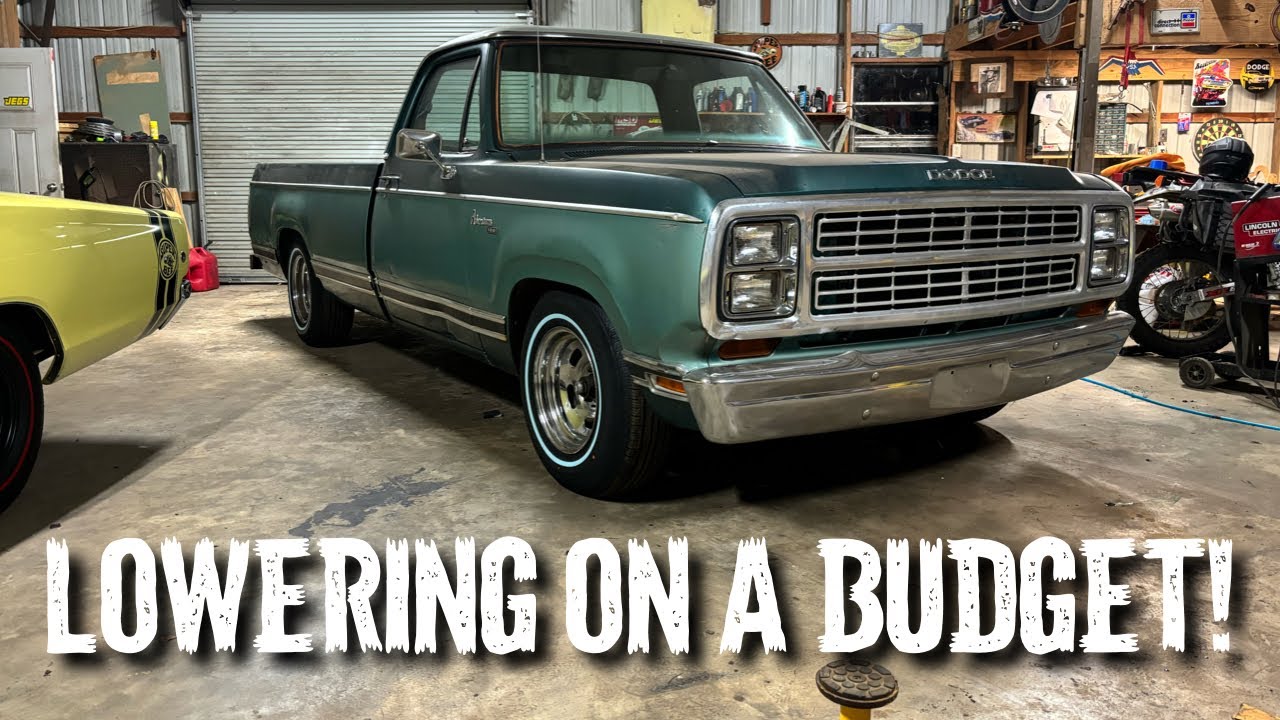 Lowering my Dodge D100 on a budget! #dodge #dodgetruck #longbed #d100 #loweredtrucks