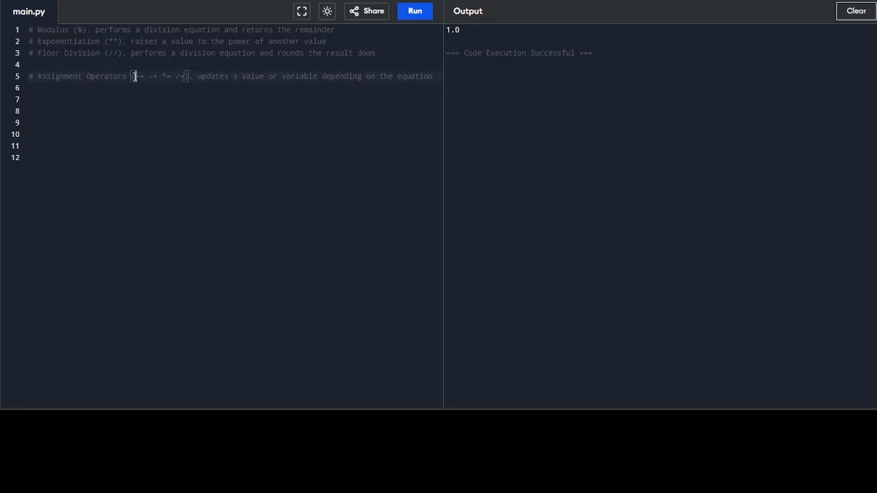 (#2) Python Operations: Arithmetic and Assignment Operators
