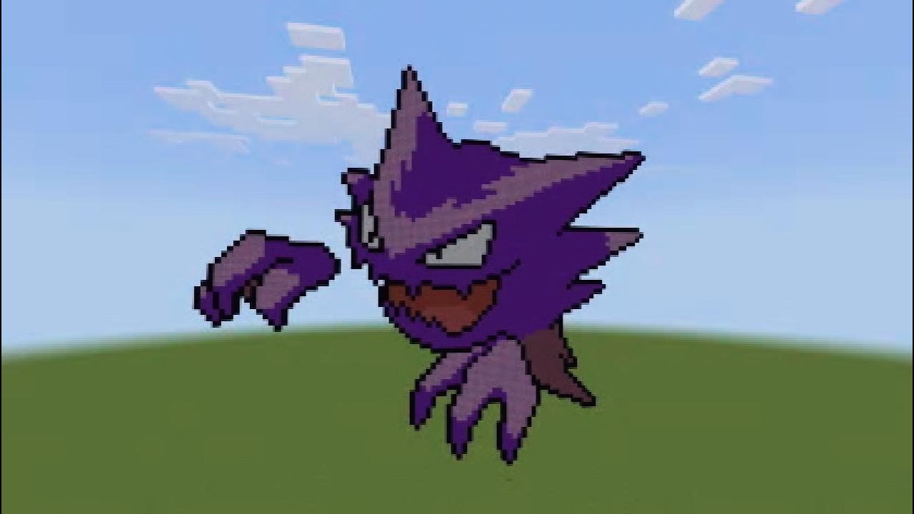 Haunter Pokemon Pixel Art made in Minecraft