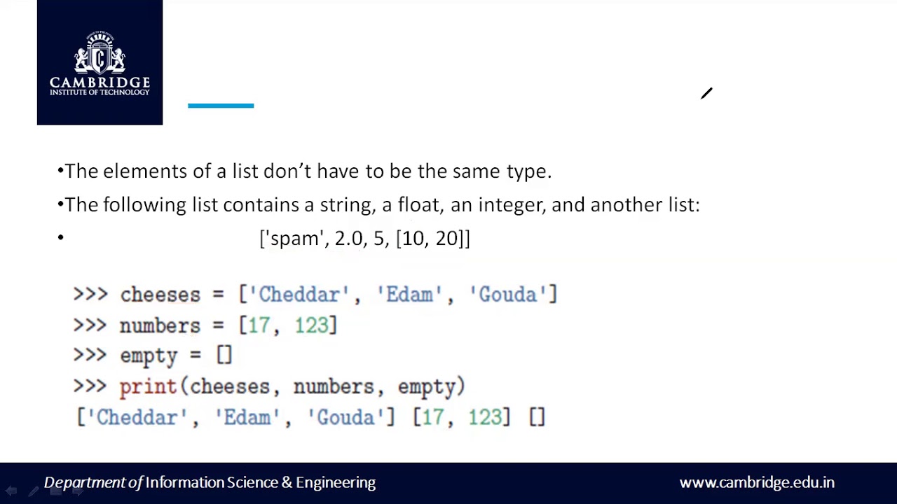 VI ISE | PAP | MODULE3-CHAPTER 8-LISTS | VTU SYLLABUS | CITECH
