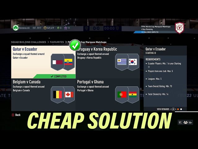 FIFA 23 Ultimate Team World Cup Marquee Matchups SBC (November 17): How to complete, expected ...