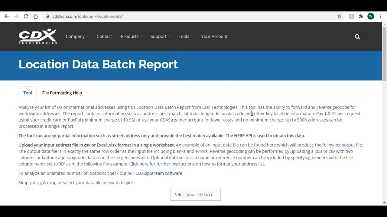 Web Based Tool for Forward and Reverse Bulk Geocoding (Location Data Batch Report)
