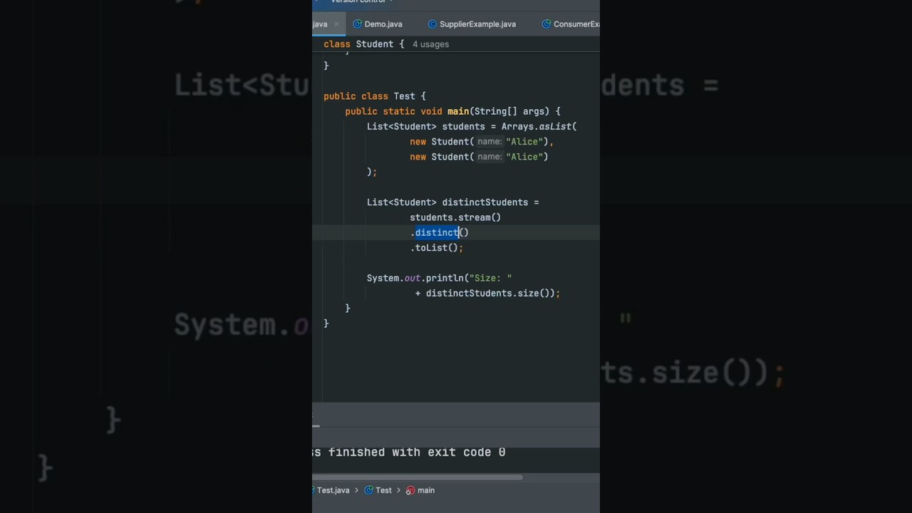 Distinct Keyword In #java