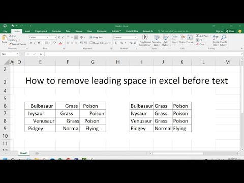 How to remove leading space in excel before text