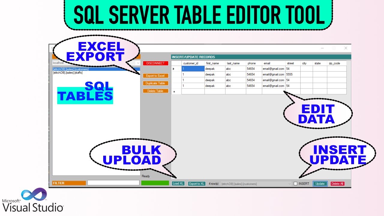 SQL Server Table Editor / Manager Tool | Visual Studio