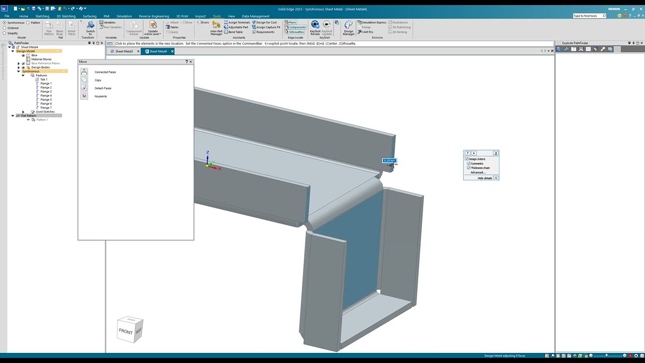 Solid edge Sheet Metal Forming - Flat Pattern with  Synchronous