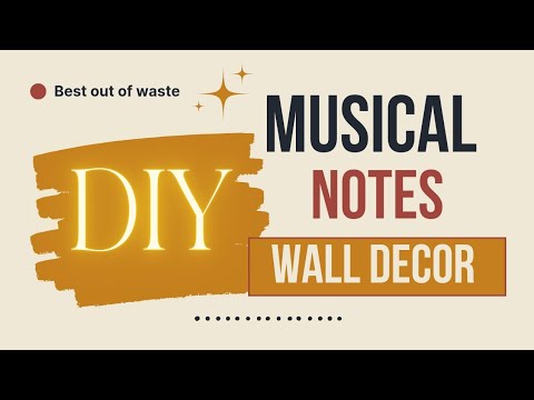 🎶 musical notes wall decor using plastic cover and cardboard #diy #craft #unique decor 🎶