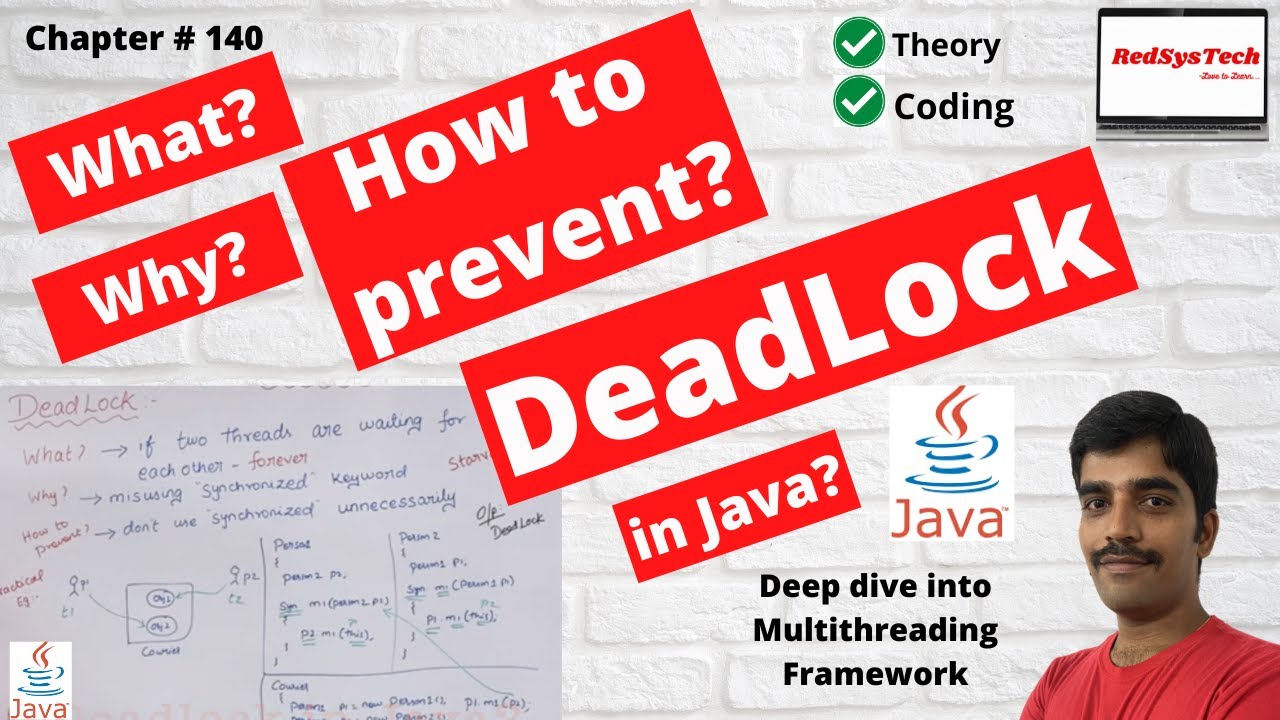 # 140 Deadlock in Java Multithreading | Java - Thread Deadlock | Deadlock | java 8 |Java| RedSysTech