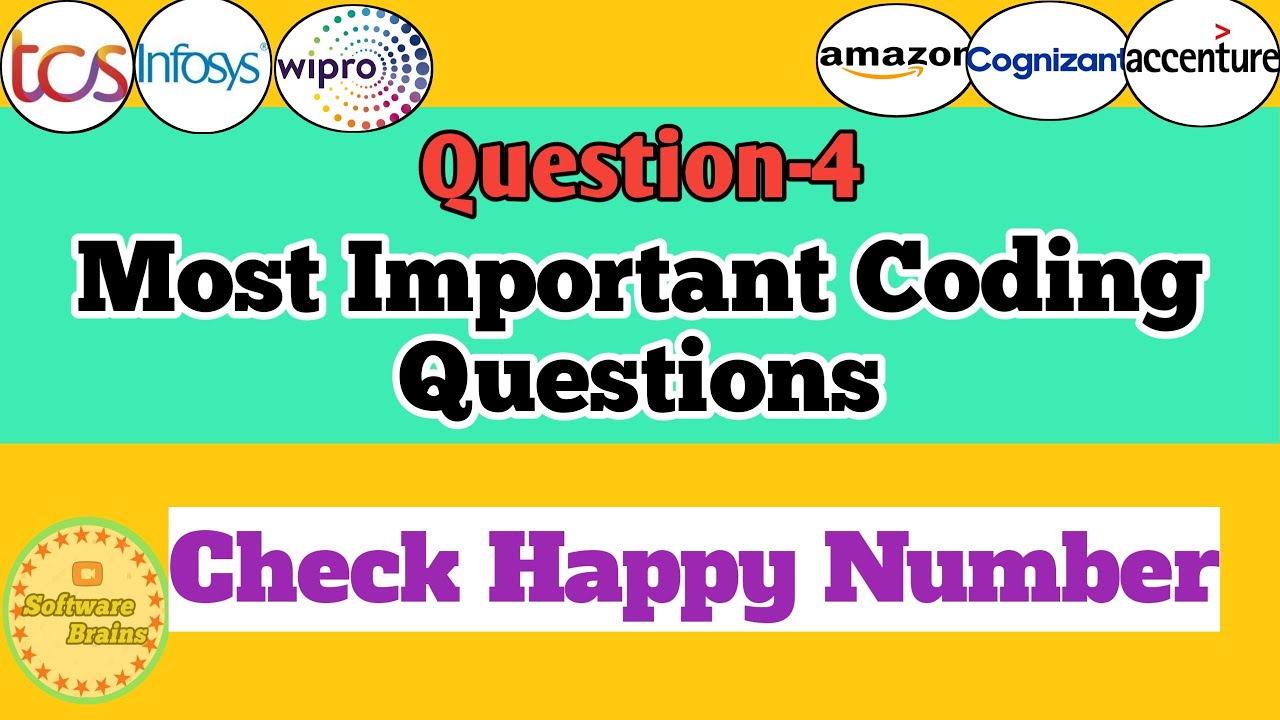 Important Coding Questions-4 | Happy Number Program |Software Brains | Java Programming|Code in Java