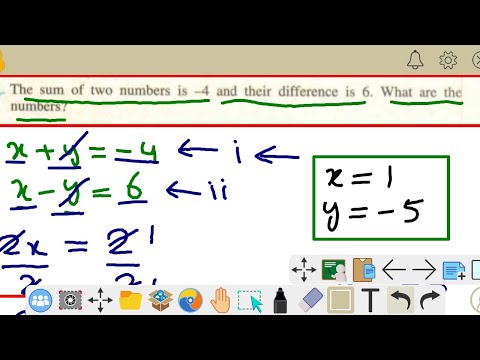 The sum of two numbers is -4 and their difference is 6. What are the numbers? | Solution of equation