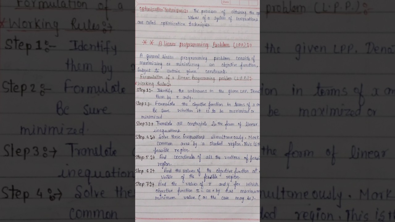 Formation of linear programming problem