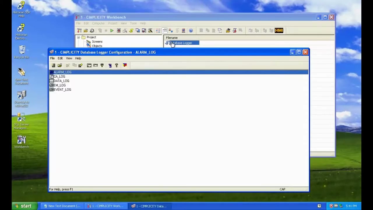 GE CIMPLICITY SCADA Tutorial - data logging with SQL Server