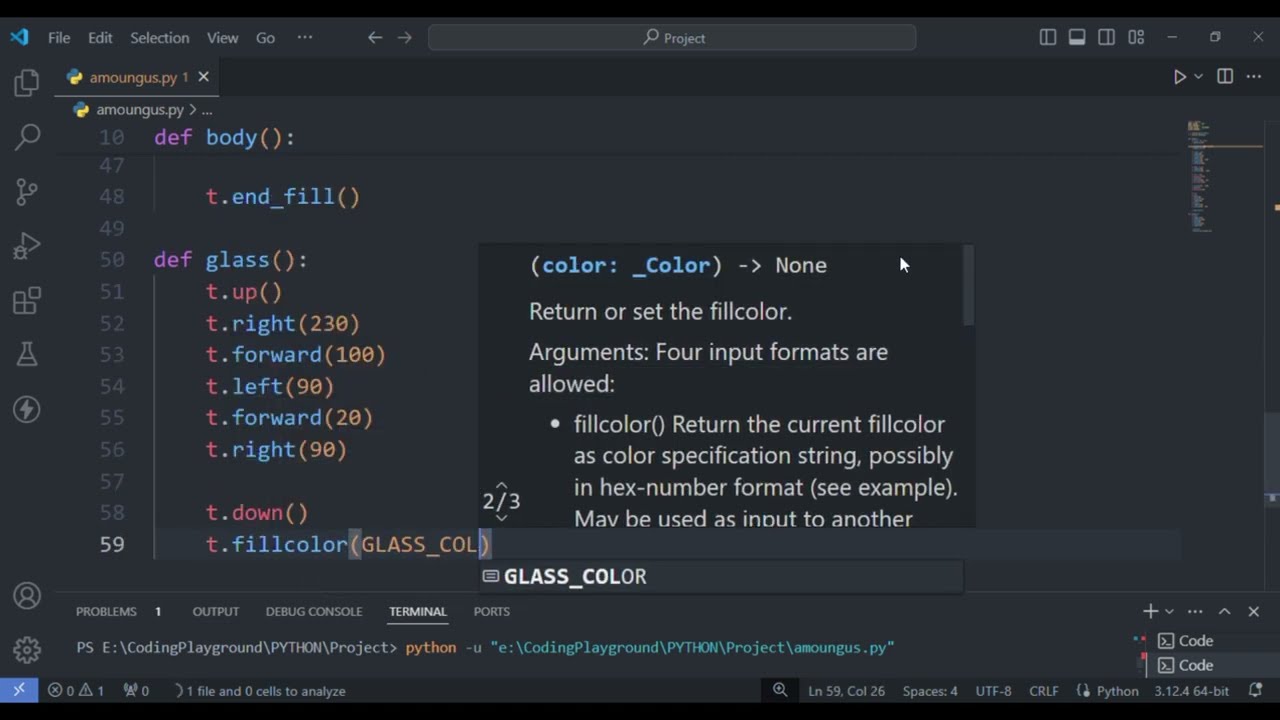 Drawing Among Us Character with Python Turtle