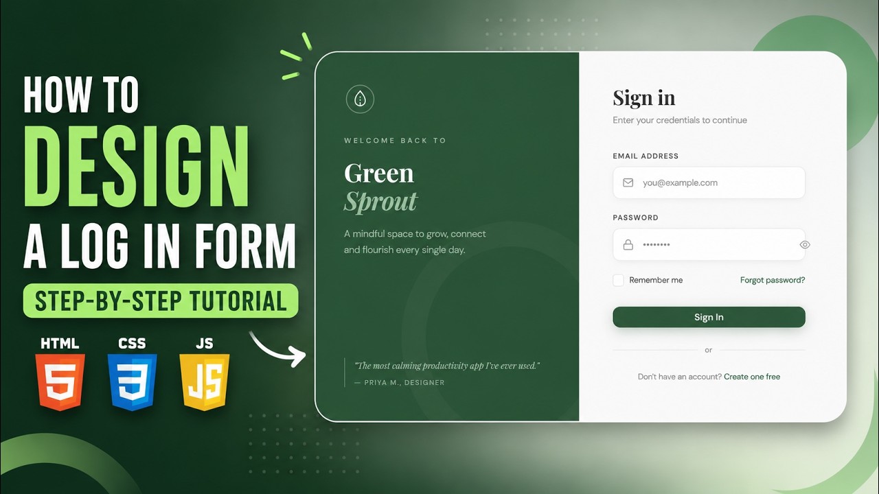 Responsive Green Login Form Design with HTML CSS JS |#frontendcourse #loginpage #webdevelopment #css