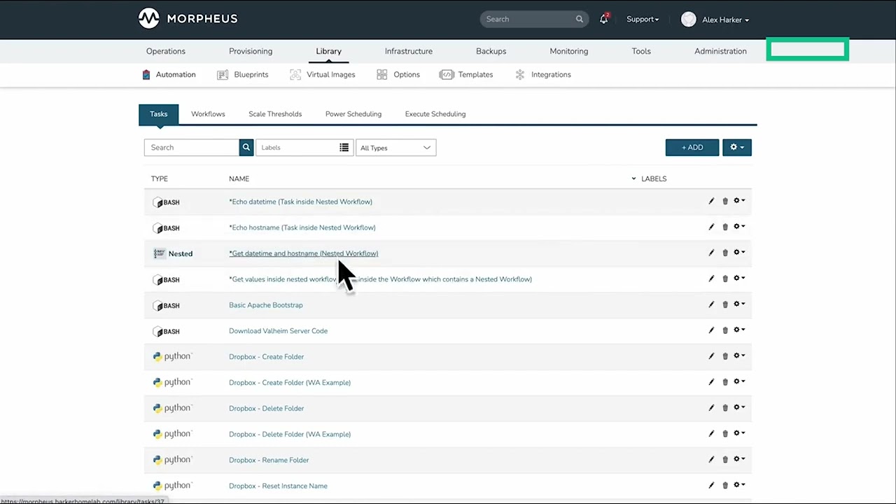 Using Morpheus Nested Workflows HPE