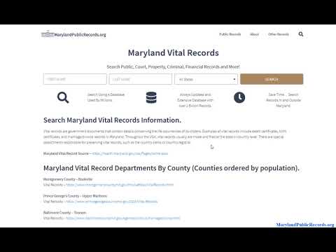 Maryland Vital Records (Birth, Death, Marriage, Divorce, Genealogy Search Online).