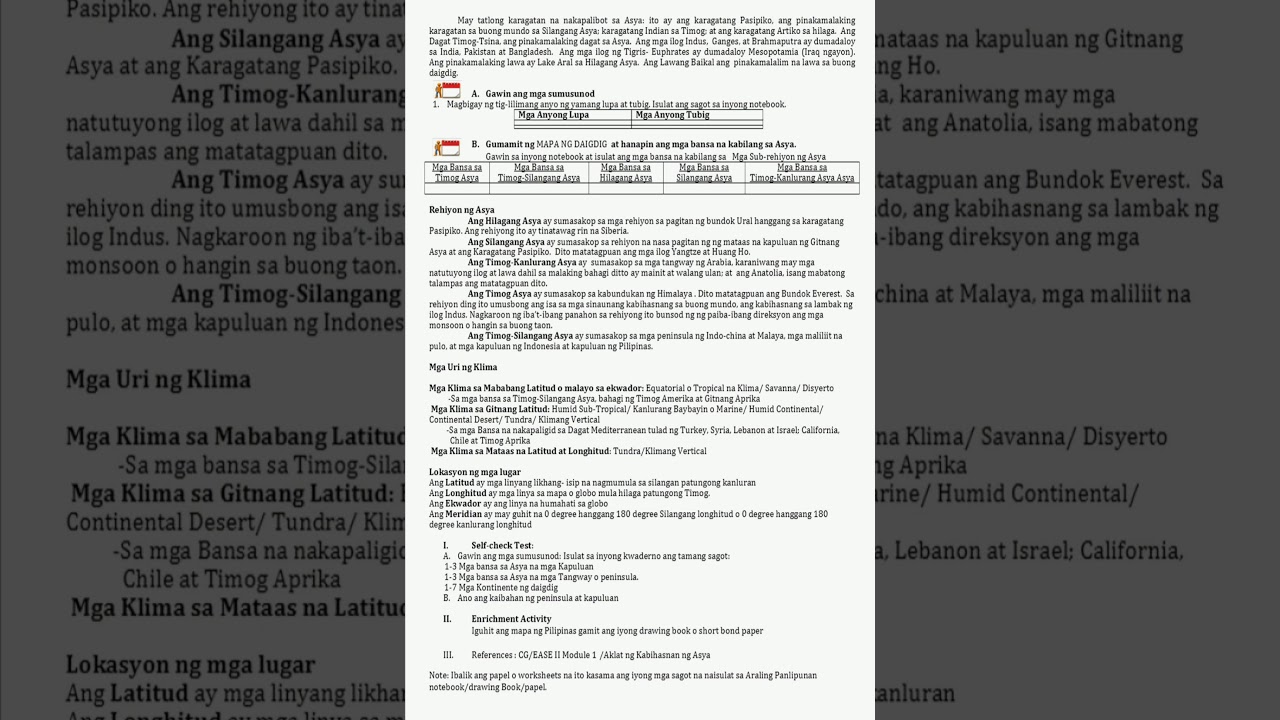 ARALING PANLIPUNAN LEARNING ACTIVITY Worksheet page 2