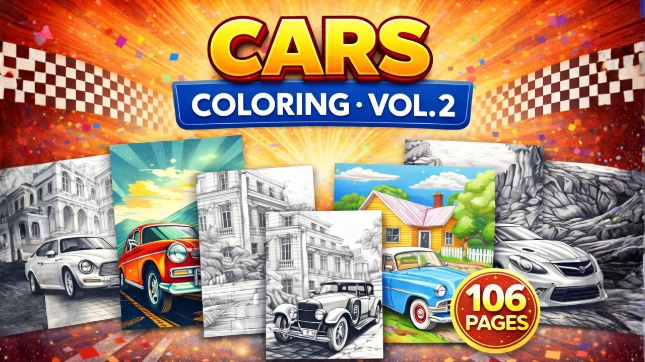 ✨ Bring Classic Cars to Life! 🚗✨ Printable Coloring Book – Cars Vol.2 | FaceloPublishing