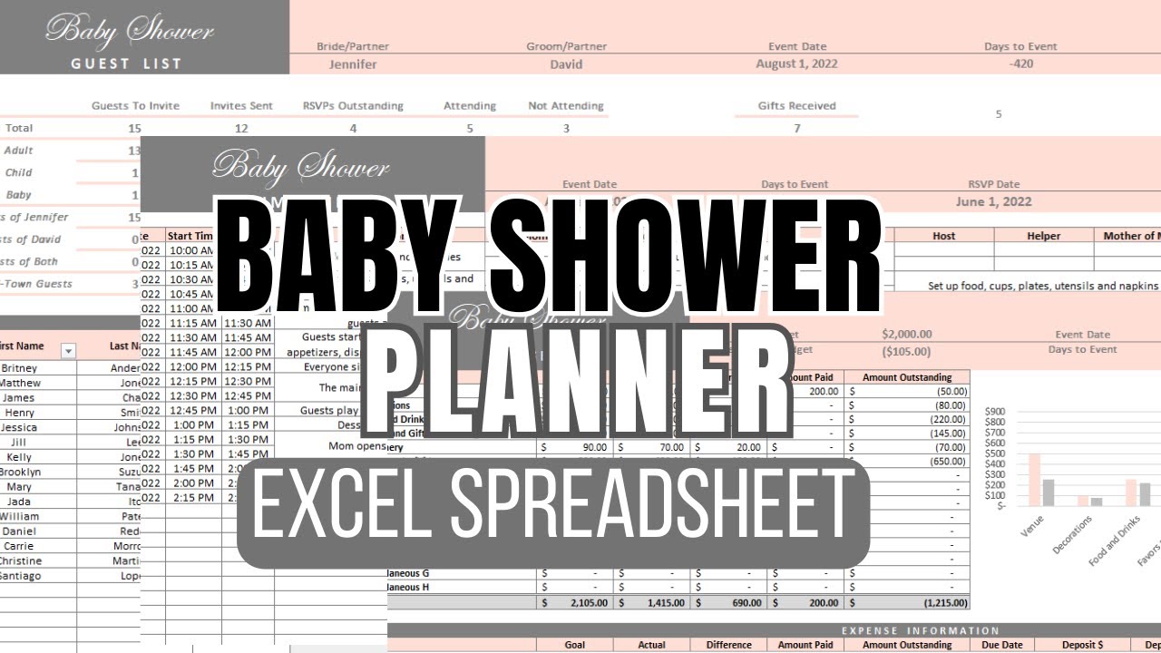 Baby Shower Planner Spreadsheet (Excel)