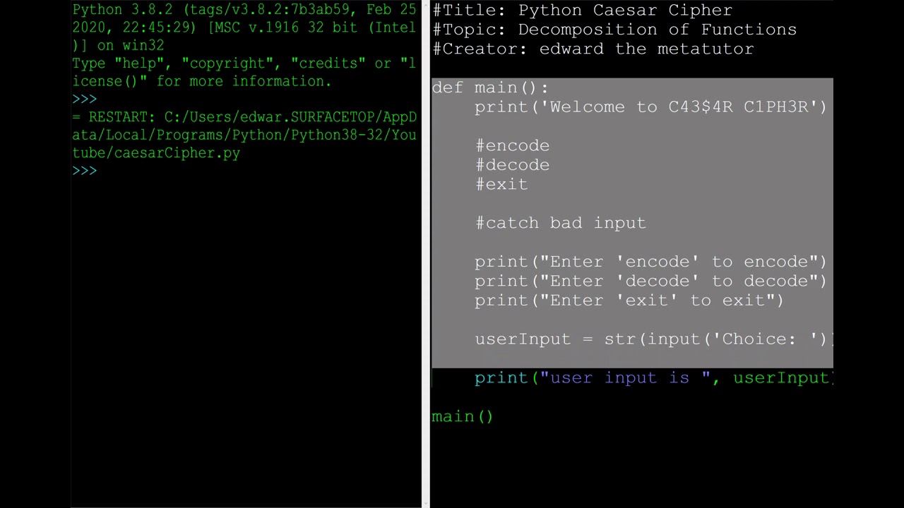 Python Caesar Cipher Part 1