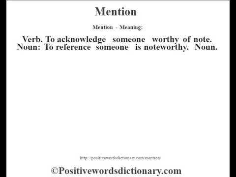 Mention definition | Mention meaning