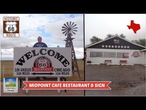 Route 66 Midpoint Café and sign, Adrian, Texas