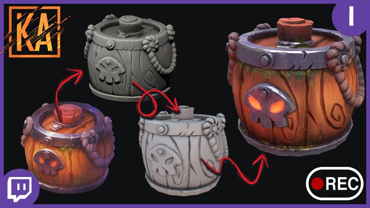 Stylized Prop: SkullBarrel - Zbrush | Maya | Quixel | Substance - Part 1