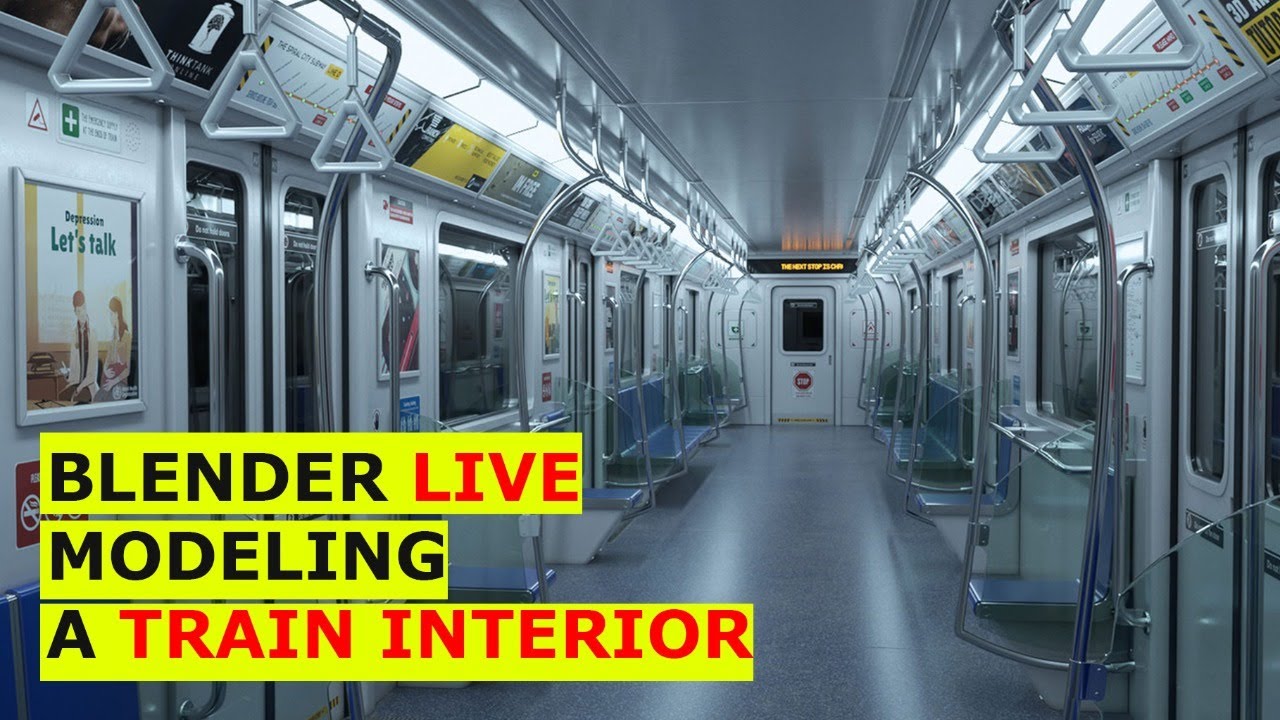 Modeling a train interior - Blender modeling live stream