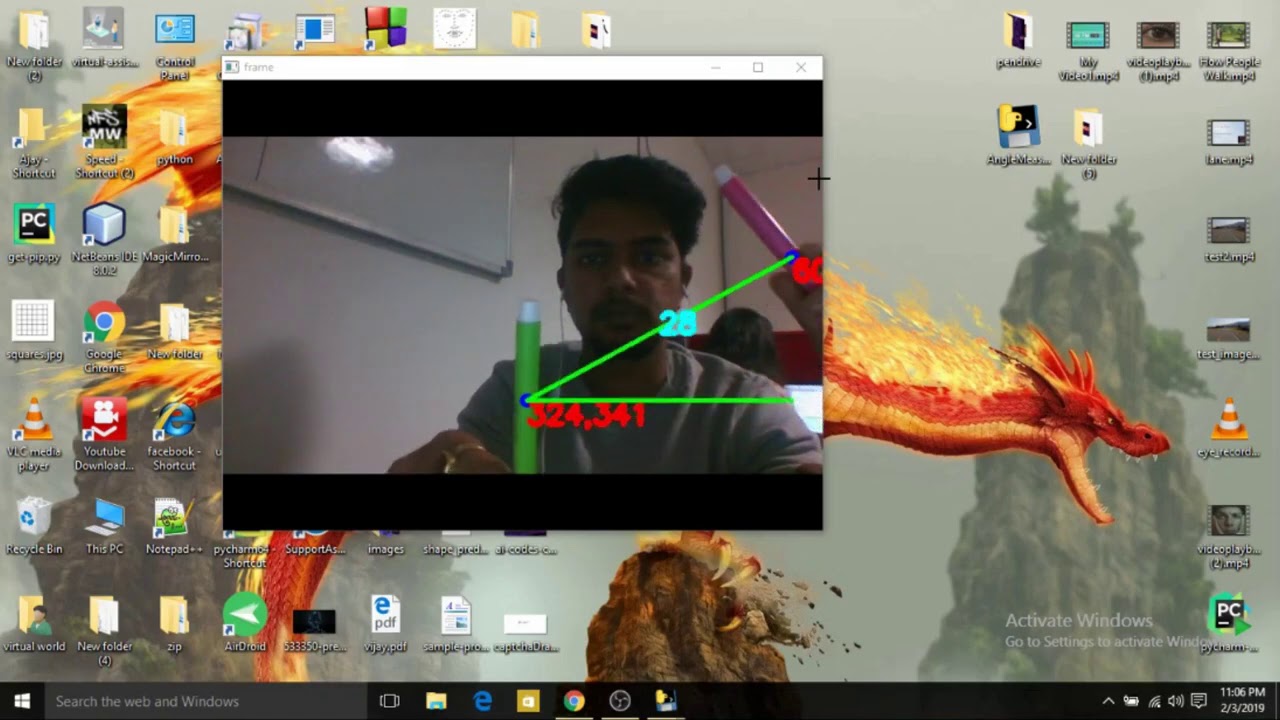 Real Time Angle measuring by using Opencv python