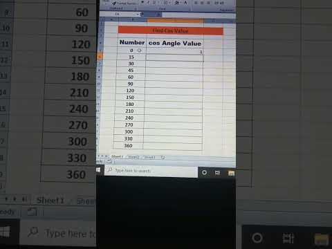 #excel #work Cos Angle Value